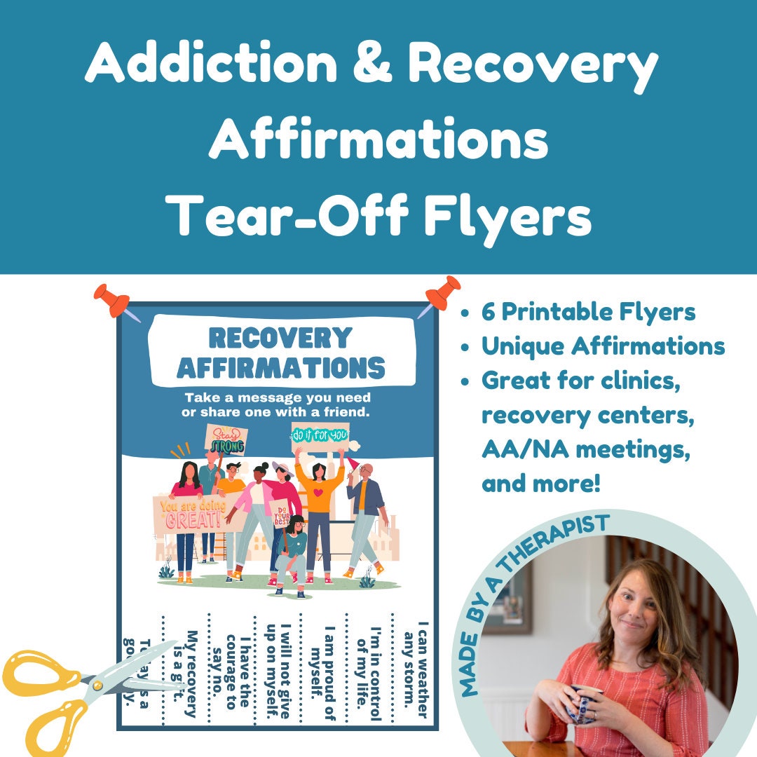 Addiction Recovery Affirmations Tear-off Flyer: Therapist Office Decor ...