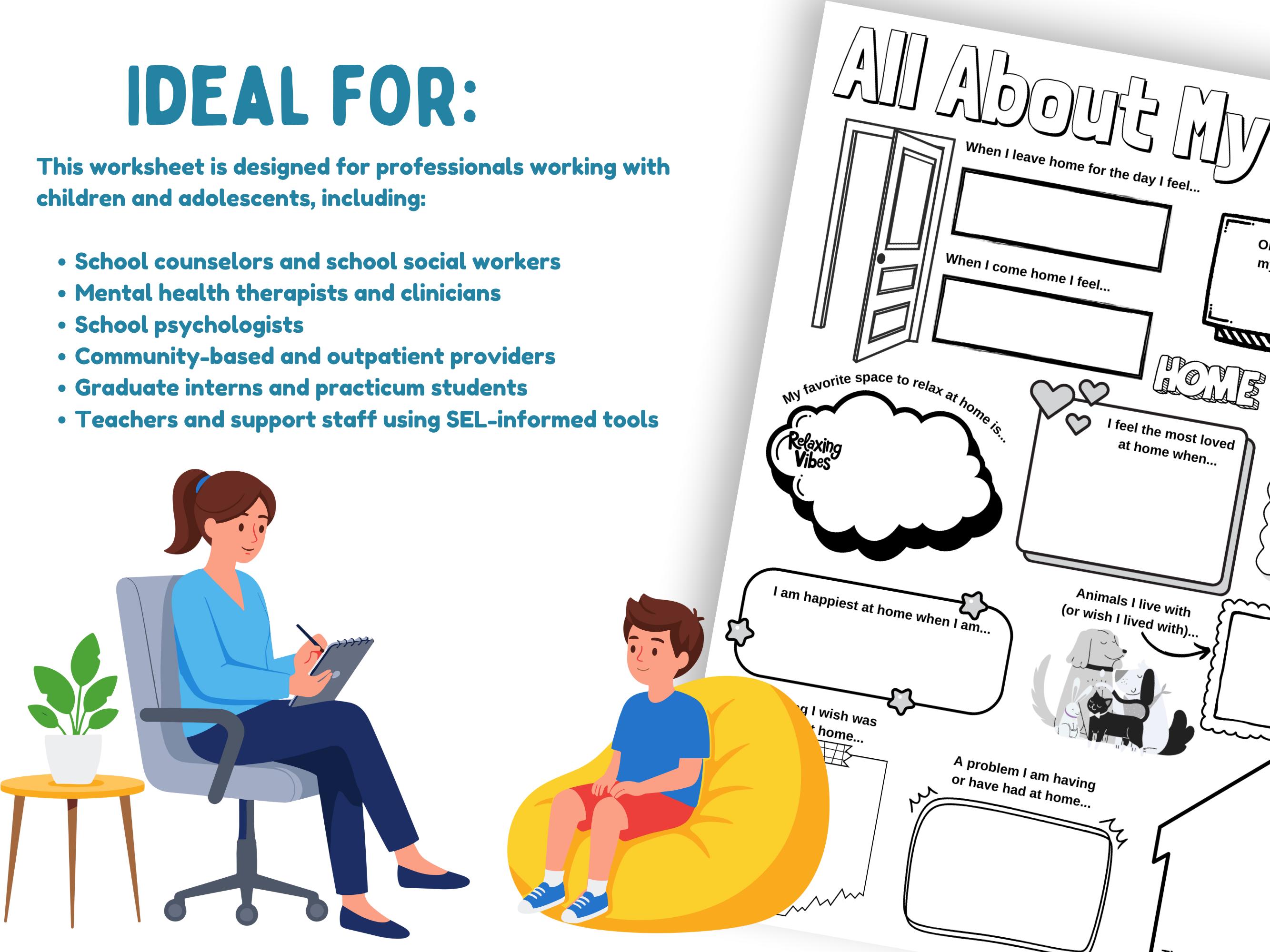 All About My Home, Printable Therapy Worksheet, Child and Teen ...