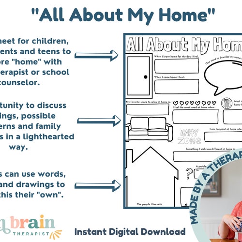 All About My Home Printable Therapy Worksheet Child and Teen - Etsy