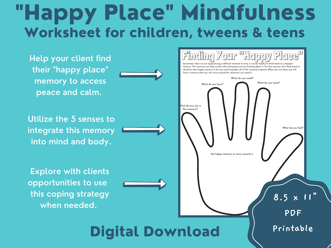 Happy Place Mindfulness Worksheet: Therapy Calming Tool (printable) - Etsy