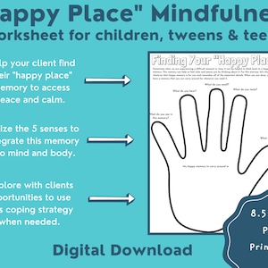 Happy Place Mindfulness Worksheet: Therapy Calming Tool (printable) - Etsy