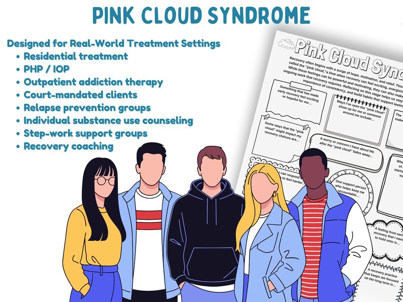 The Pink Cloud: Addiction Recovery Group Therapy Activity for Relapse ...