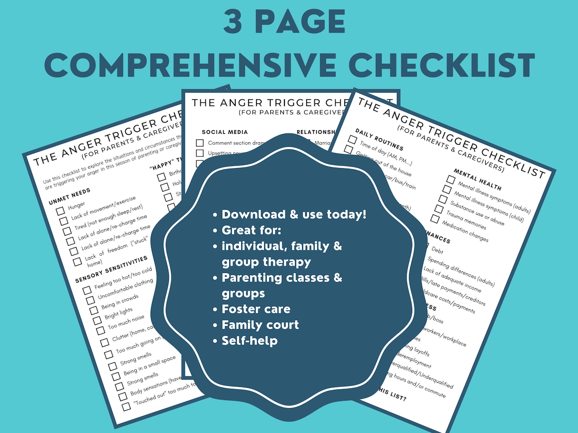 Anger Trigger Checklist for Parents & Caregivers (PDF Download) - Etsy