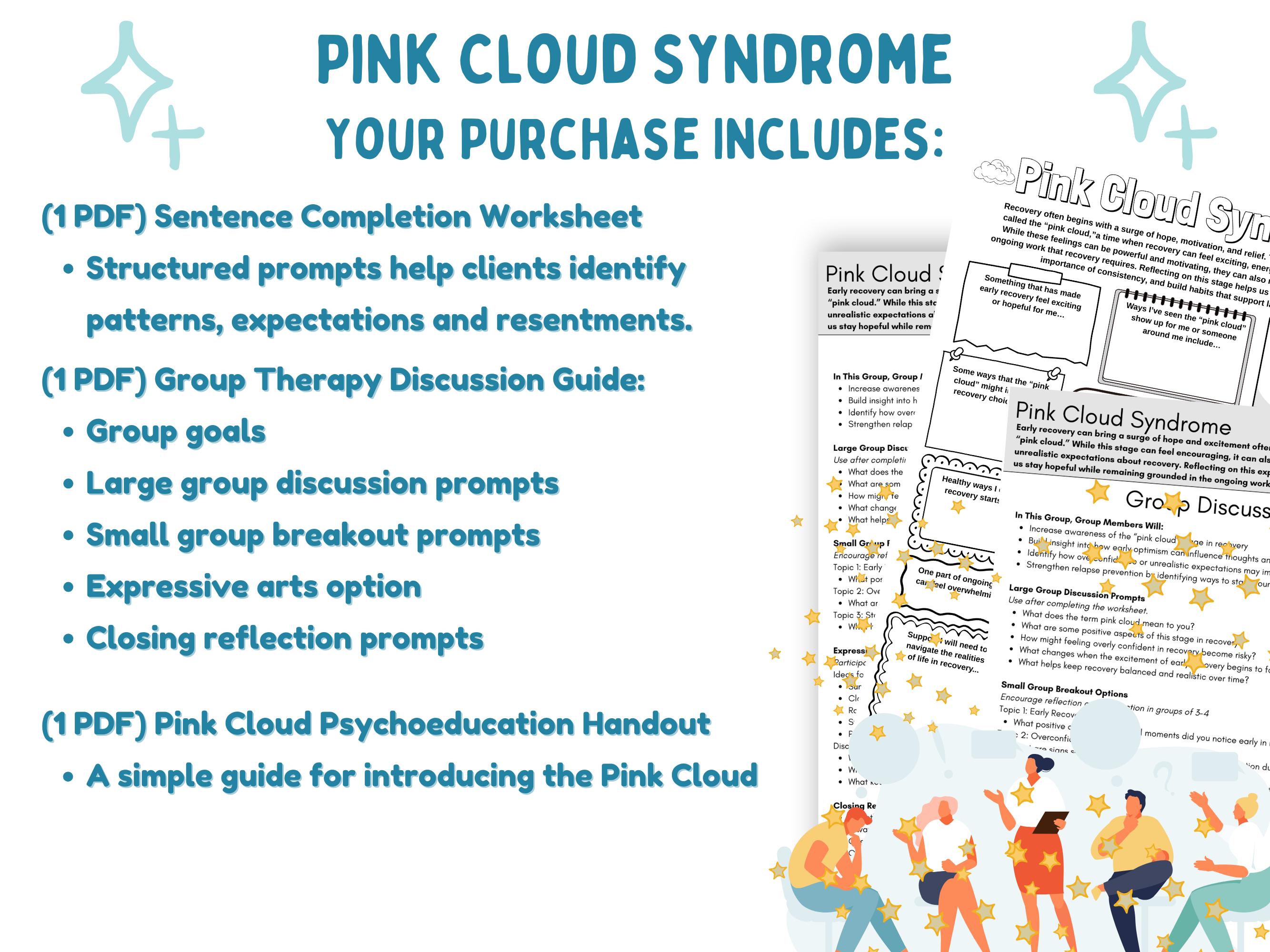 The Pink Cloud: Addiction Recovery Group Therapy Activity for Relapse ...