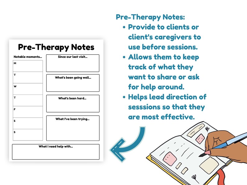 Pre & Post Therapy Notes, Therapist and School Counseling Tools ...