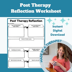 Post Therapy Reflection Journaling Worksheet Therapy Tool for Mental ...
