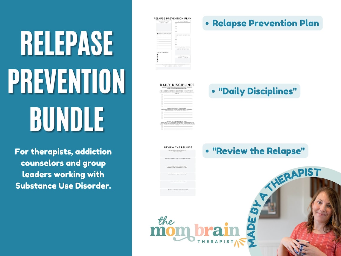 Relapse Prevention Plan Worksheet Bundle for Substance Use Disorder ...