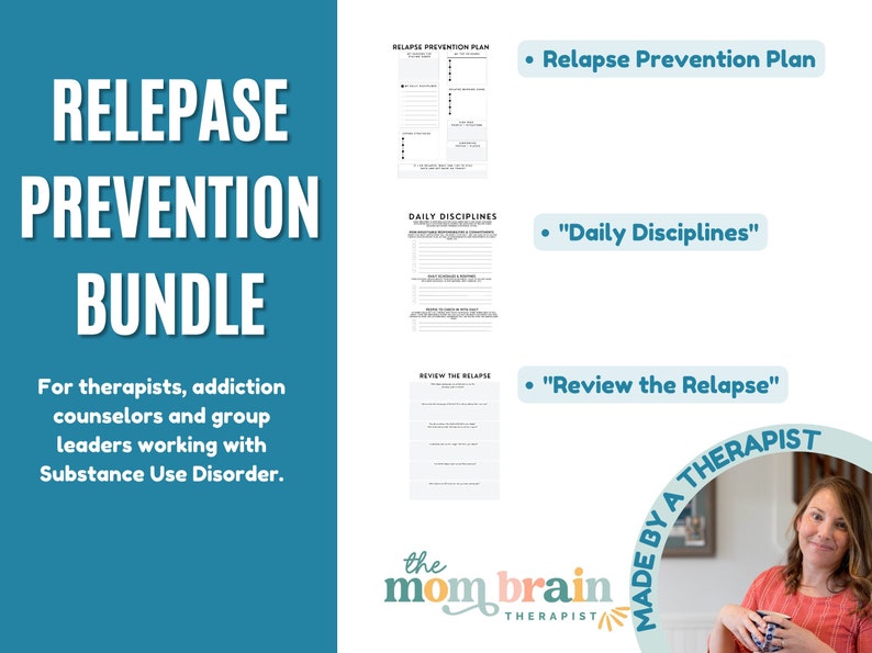 Relapse Prevention Worksheet Bundle: Substance Use Disorder Therapy ...