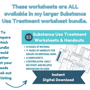 Relapse Prevention Worksheet Bundle: Substance Use Disorder Therapy ...