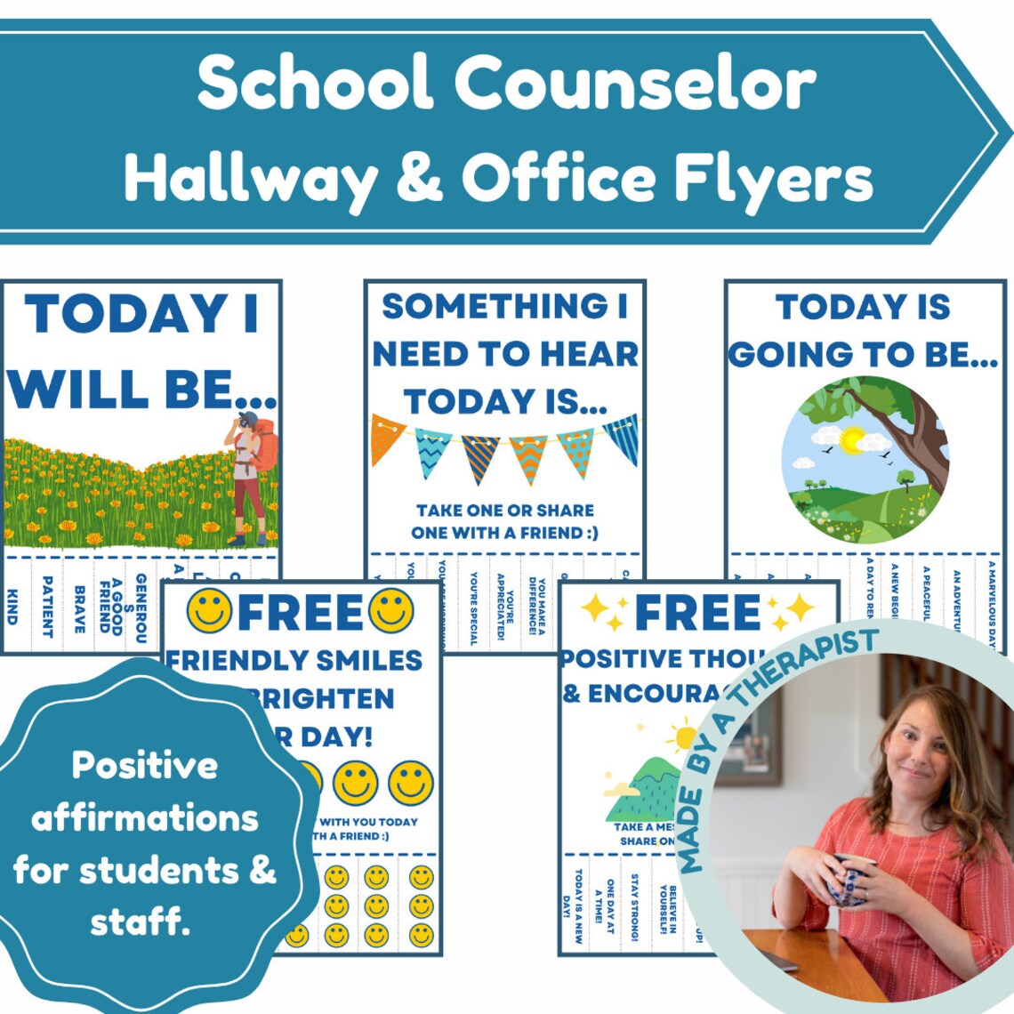 School Counselor Door Sign, Mental Health Tear off Flyer Therapy Office ...