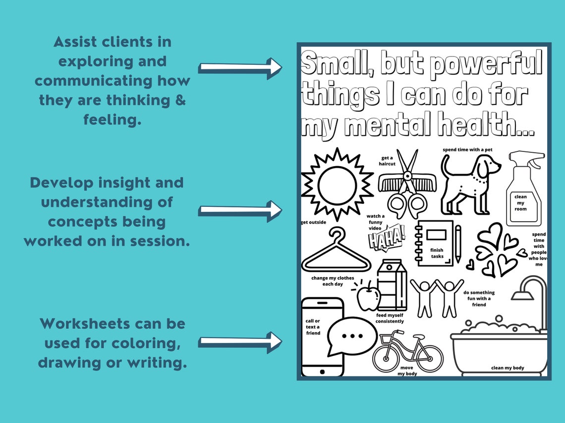 Depression Therapy Worksheets Tween Adolescent Teen Mental - Etsy