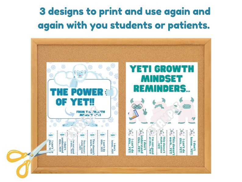 Growth Mindset Printable Design Power of yet School Guidance Tear off ...