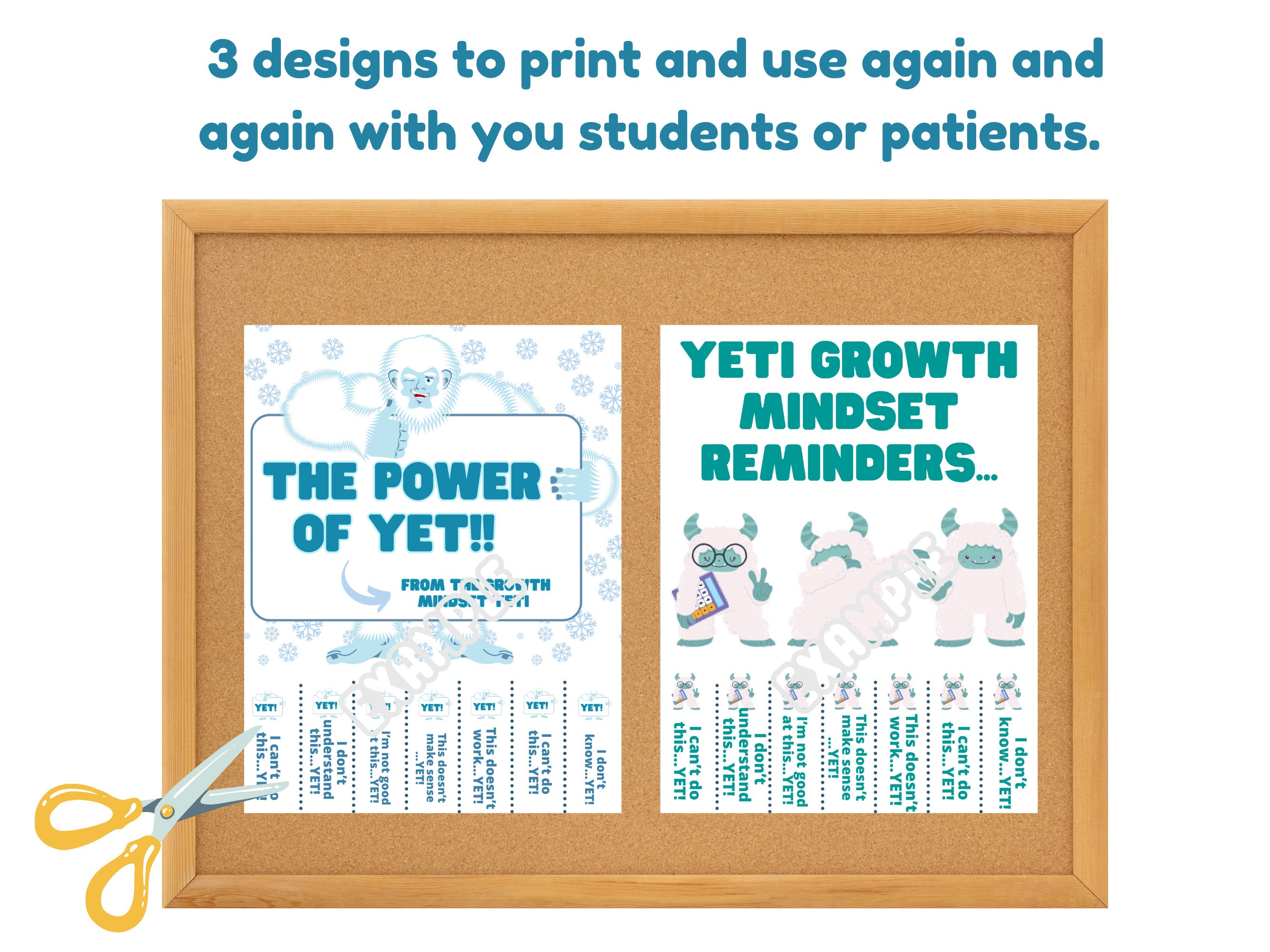 Growth Mindset Printable Design Power of yet School Guidance Tear off ...