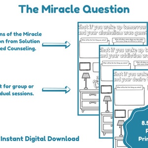 Addiction Counseling Worksheet Bundle, Solution-focused, Miracle ...