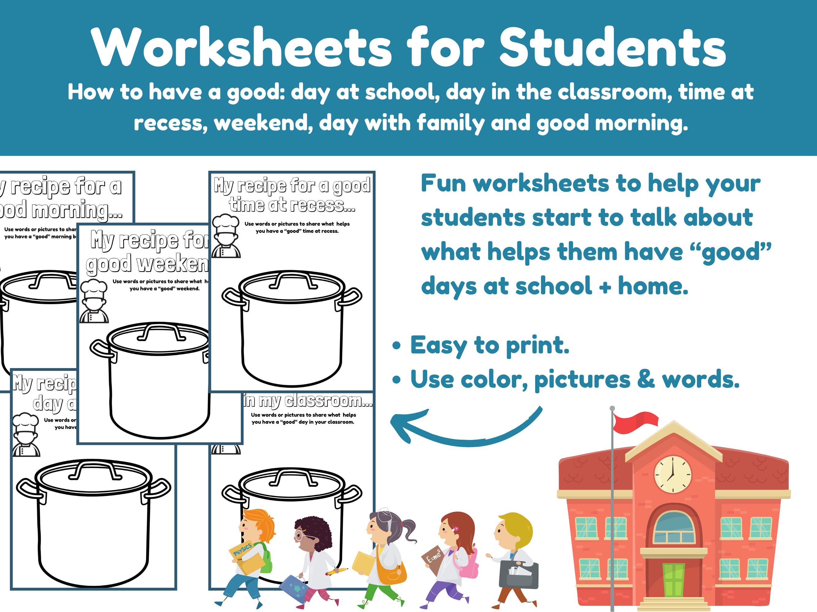 School Counseling Worksheets: Recipe for a Good Day (PDF) - Etsy