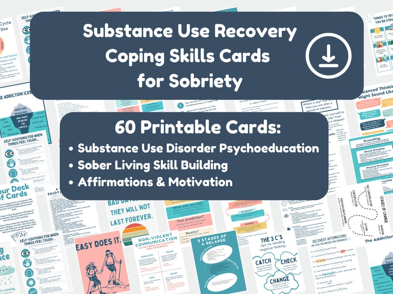 Addiction Recovery Coping Skills Cards: Sobriety, Relapse Prevention ...