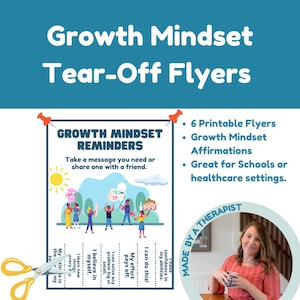 Growth Mindset Tear off Flyer Signs for Classroom and School Guidance ...