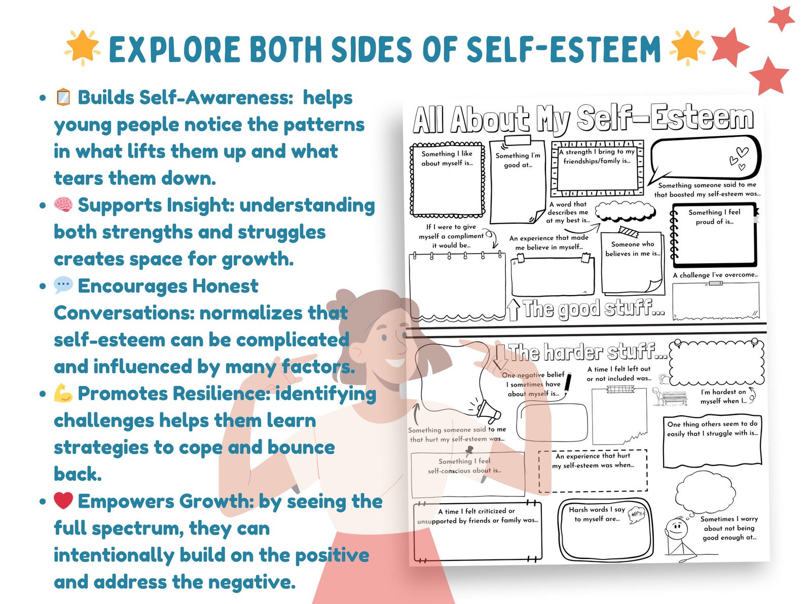 All About My Self-esteem Worksheet Tweens and Teens Guidance Adjustment ...