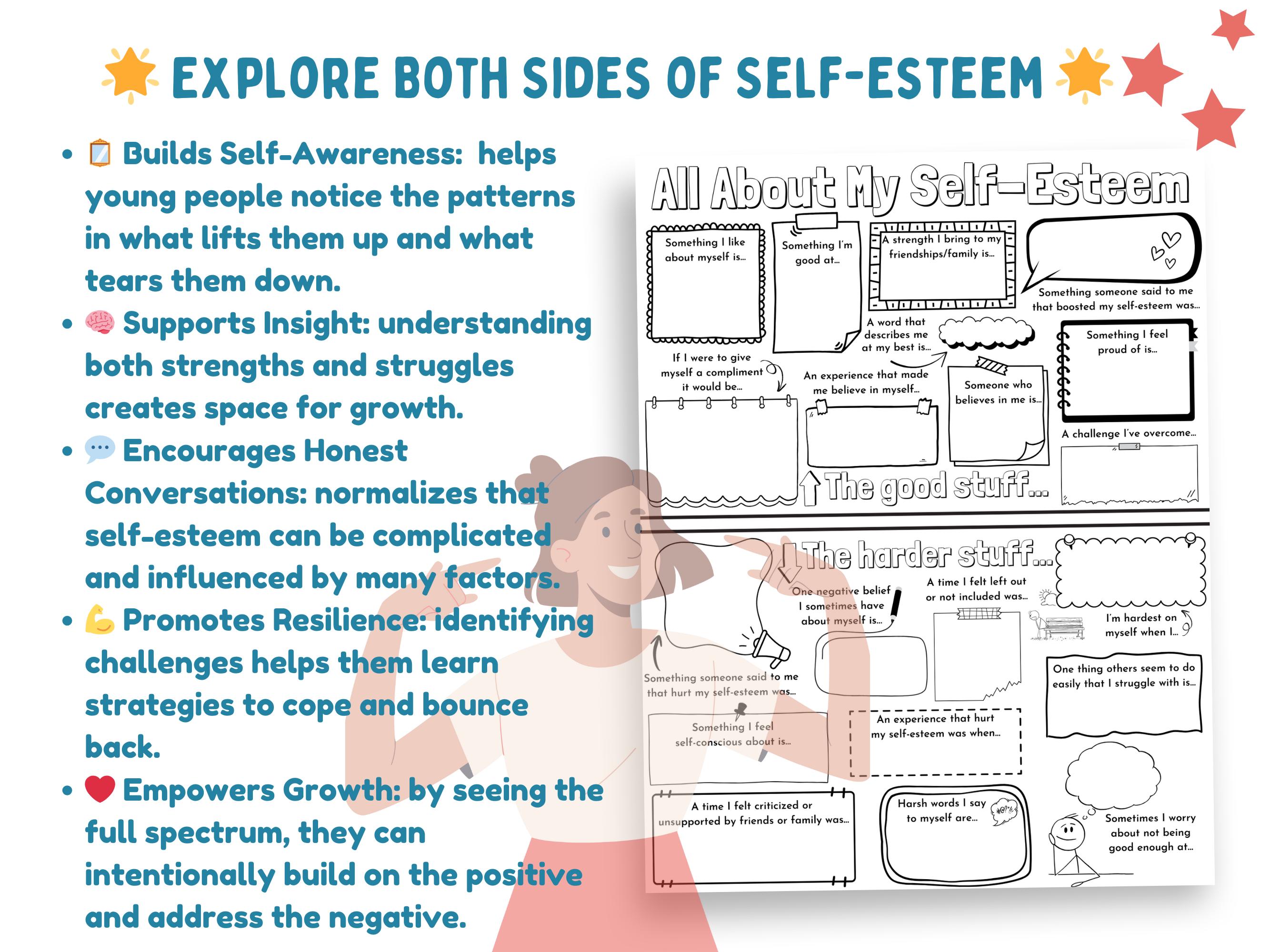 All About My Self-esteem Worksheet Tweens and Teens Guidance Adjustment ...