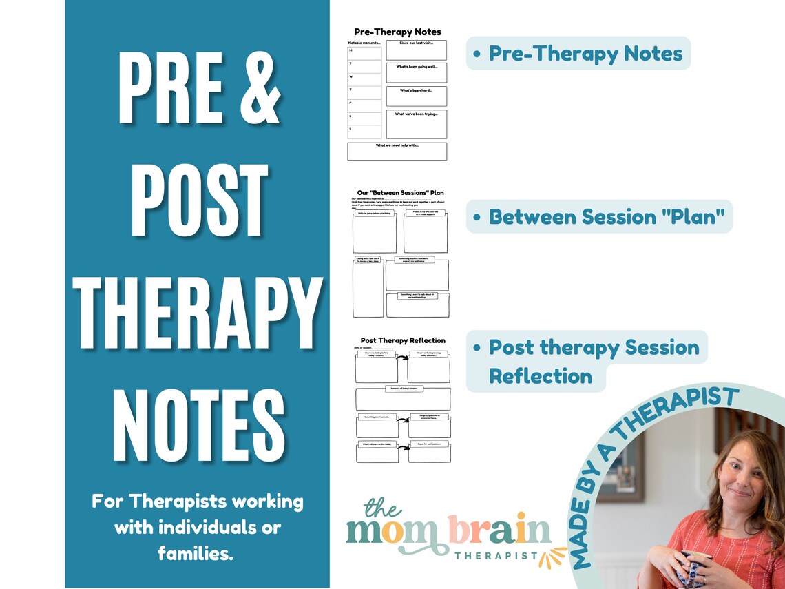 Pre & Post Therapy Notes, Therapist and School Counseling Tools ...