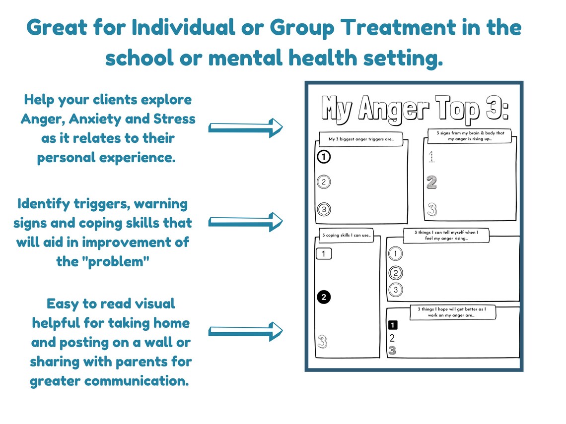 Coping Skills Worksheet Bundle: Anxiety, Anger, Stress Relief (digital ...