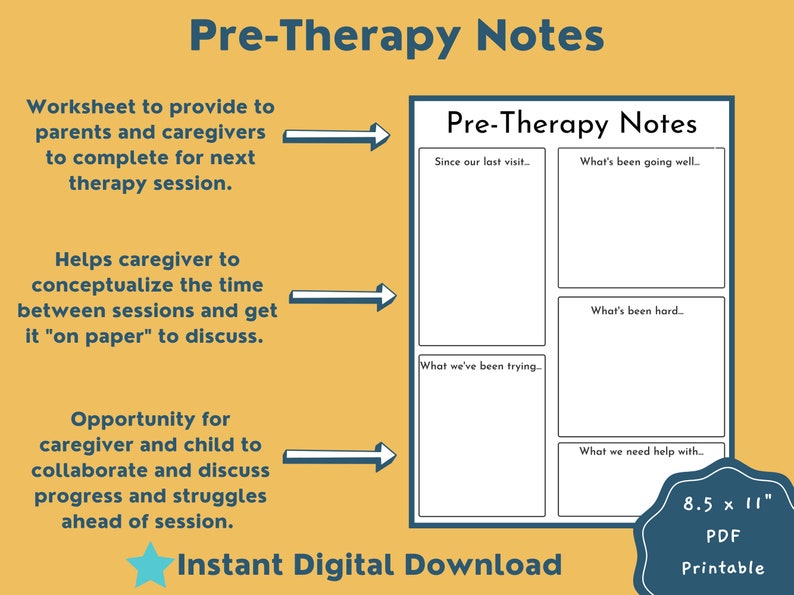 Pre-therapy Notes for Parents Caregivers Child Teen Family - Etsy
