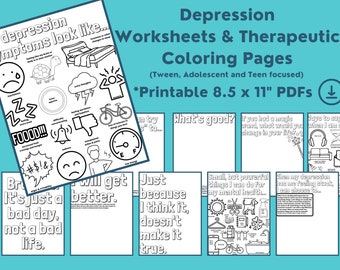 Depression Therapy Worksheets Tween Adolescent Teen Mental - Etsy