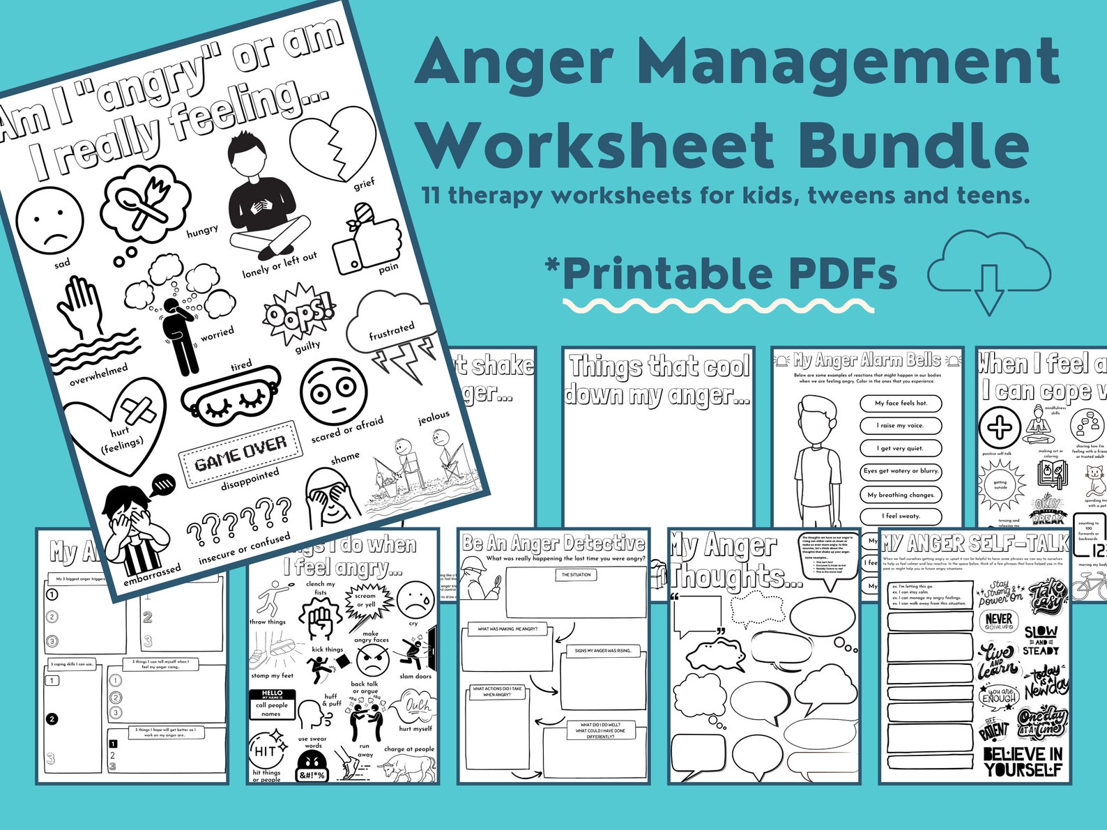 Anger Management Worksheet Bundle: Therapy Activities for Tweens ...