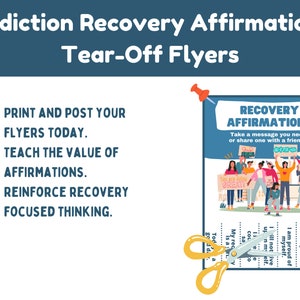 Addiction Recovery Affirmations Tear-off Flyer: Therapist Office Decor ...