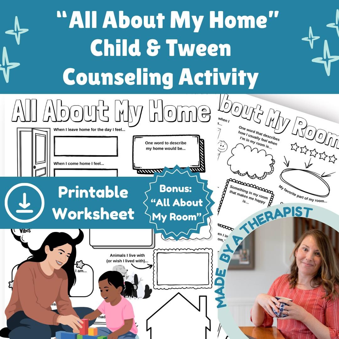 All About My Home, Printable Therapy Worksheet, Child and Teen ...