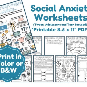 Social Anxiety Therapy Coloring Worksheets- Adolescent Teen Therapy and ...