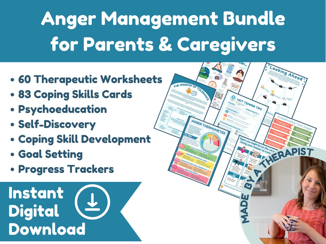 Anger Management Worksheet and Coping Skills Card Bundle for - Etsy
