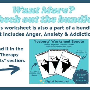 Anxiety Iceberg Worksheet: Mental Health Counseling Tool (printable PDF ...