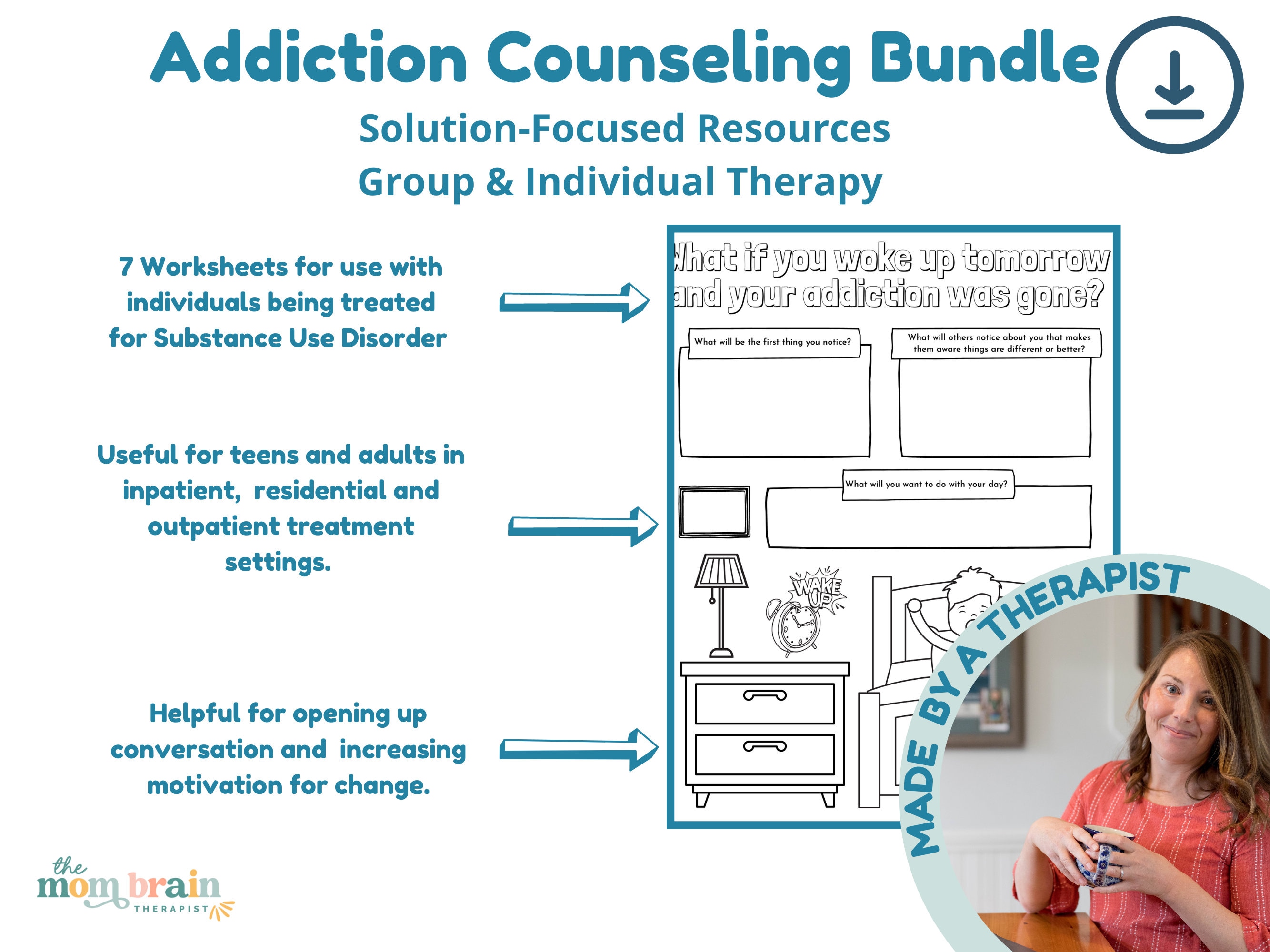 Addiction Counseling Worksheet Bundle, Solution-focused, Miracle ...
