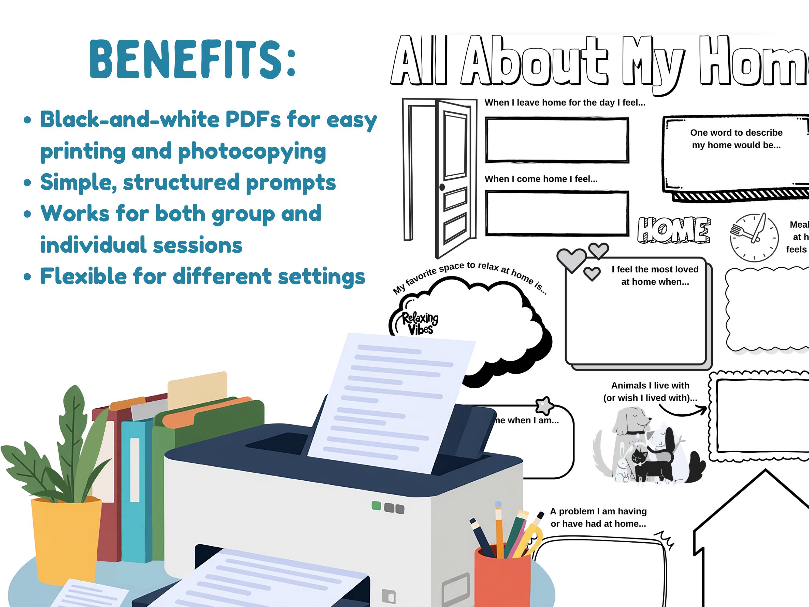 All About My Home, Printable Therapy Worksheet, Child and Teen ...