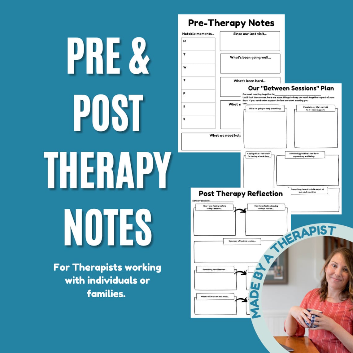 Pre & Post Therapy Notes, Therapist and School Counseling Tools ...
