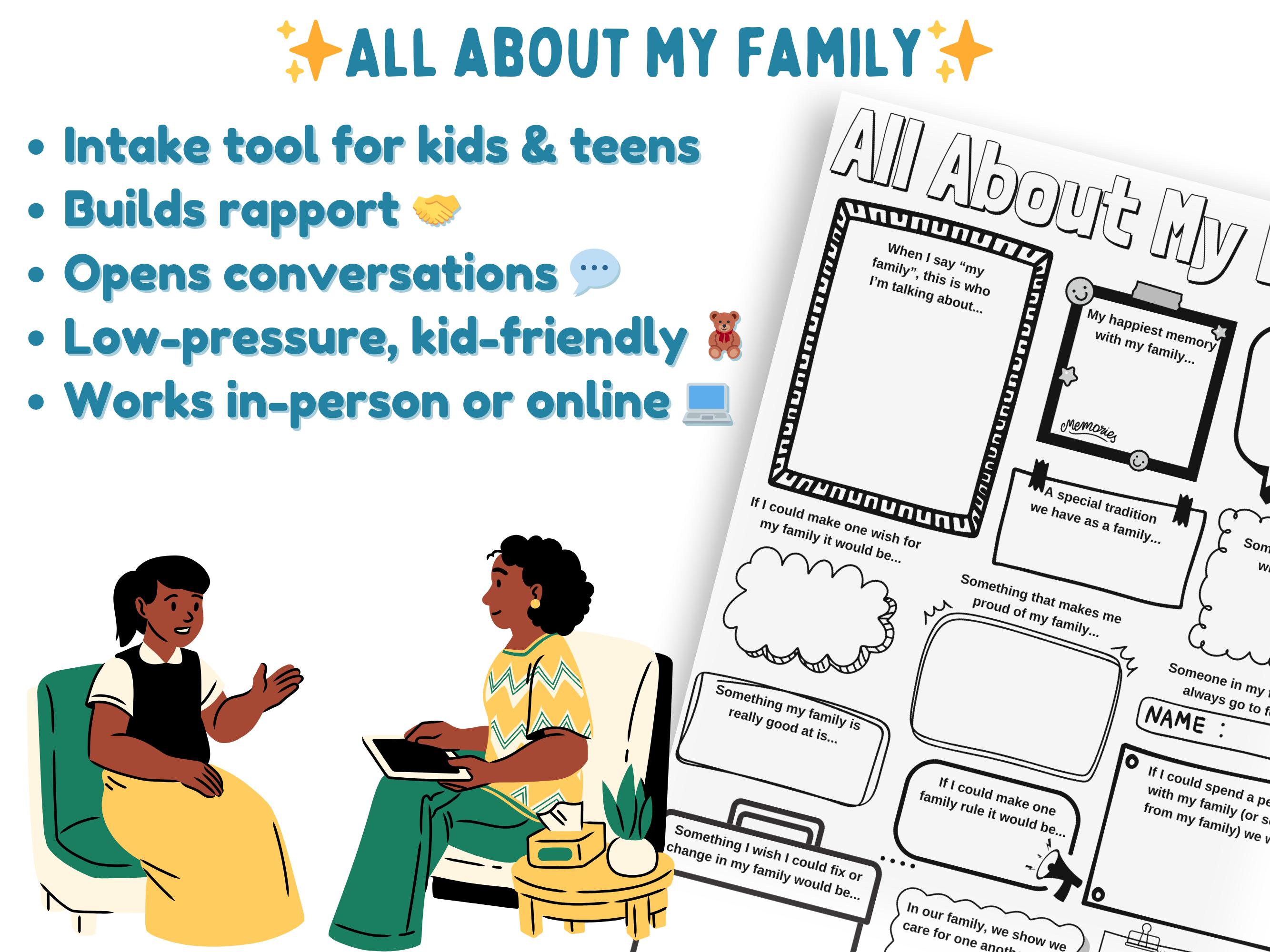 Family Therapy Worksheet: Child Counseling Intake Activity (PDF ...