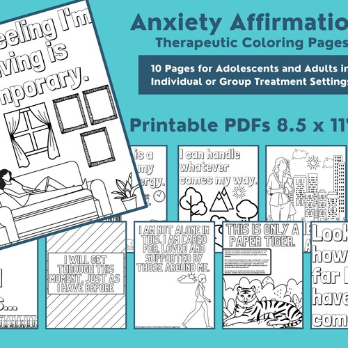 Anxiety Affirmations Coloring Pages Adolescent Teen and - Etsy