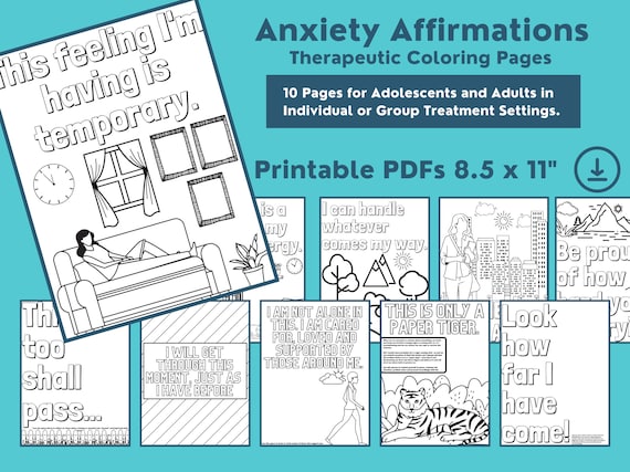 Anxiety Affirmations Coloring Pages Adolescent Teen and - Etsy