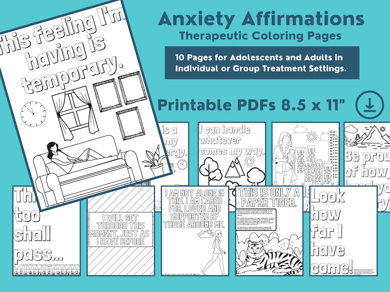 Anxiety Affirmations Coloring Pages - Adolescent Teen and Adult ...
