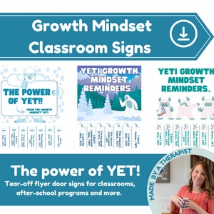 Growth Mindset Printable Design Power of yet School Guidance Tear off ...