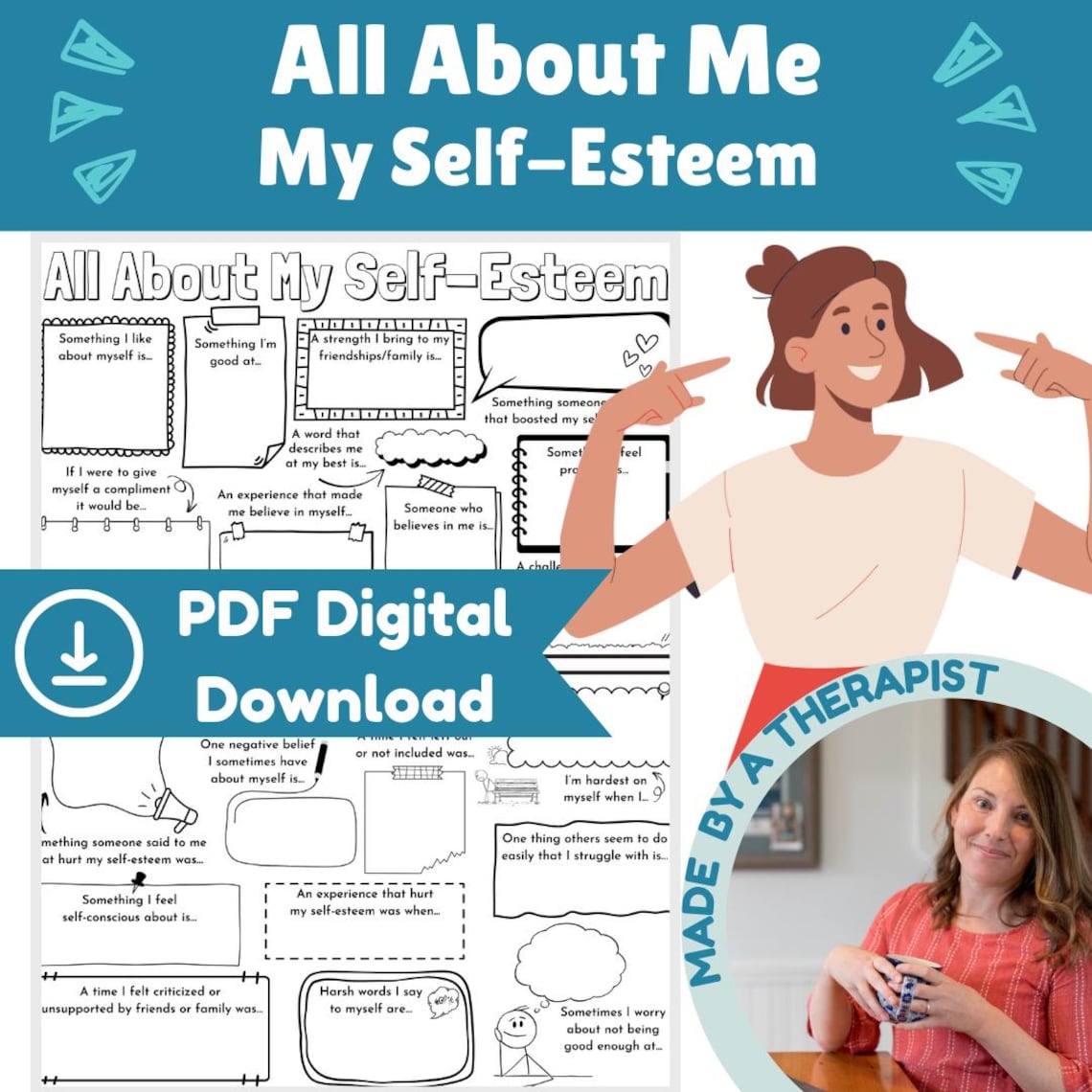 All About My Self-esteem Worksheet Tweens and Teens Guidance Adjustment ...