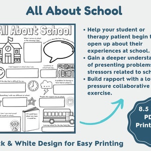 All About Me School Worksheet: Child Therapy Activity (printable PDF ...