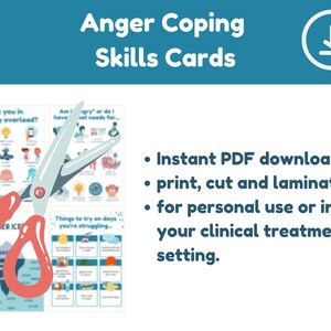 Anger Management Worksheet and Coping Skills Card Bundle for Parents or ...