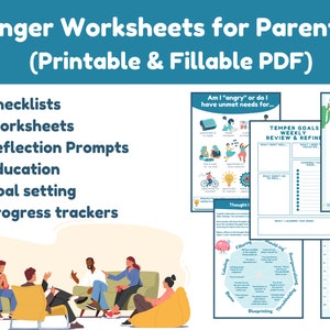 Anger Management Worksheet and Coping Skills Card Bundle for Parents or ...