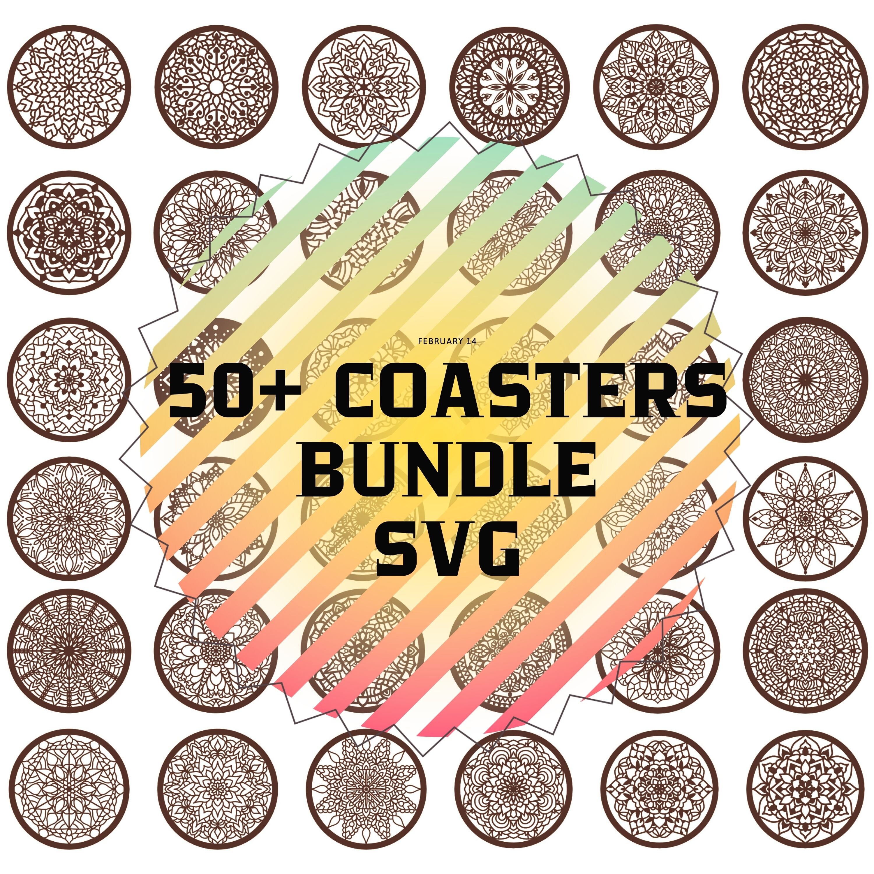 50 Coasters Bundle SVG, PNG, Cnc Laser Cut Vector Files, Laser Cut ...