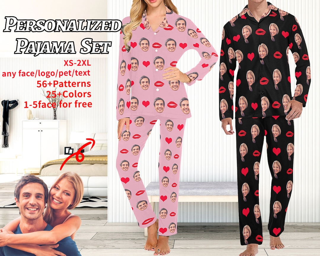 Personalized Pajama Set,custom Pjs,custom Face Pajamas Set,custom Photo ...