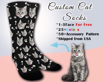 Custom Photo Socks Cat - Etsy