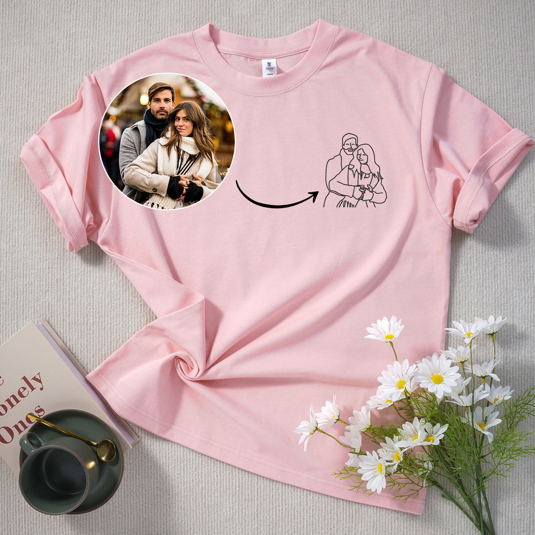 Outline Portrait Embroidered T Shirt,personalized Emboridered Shirt ...