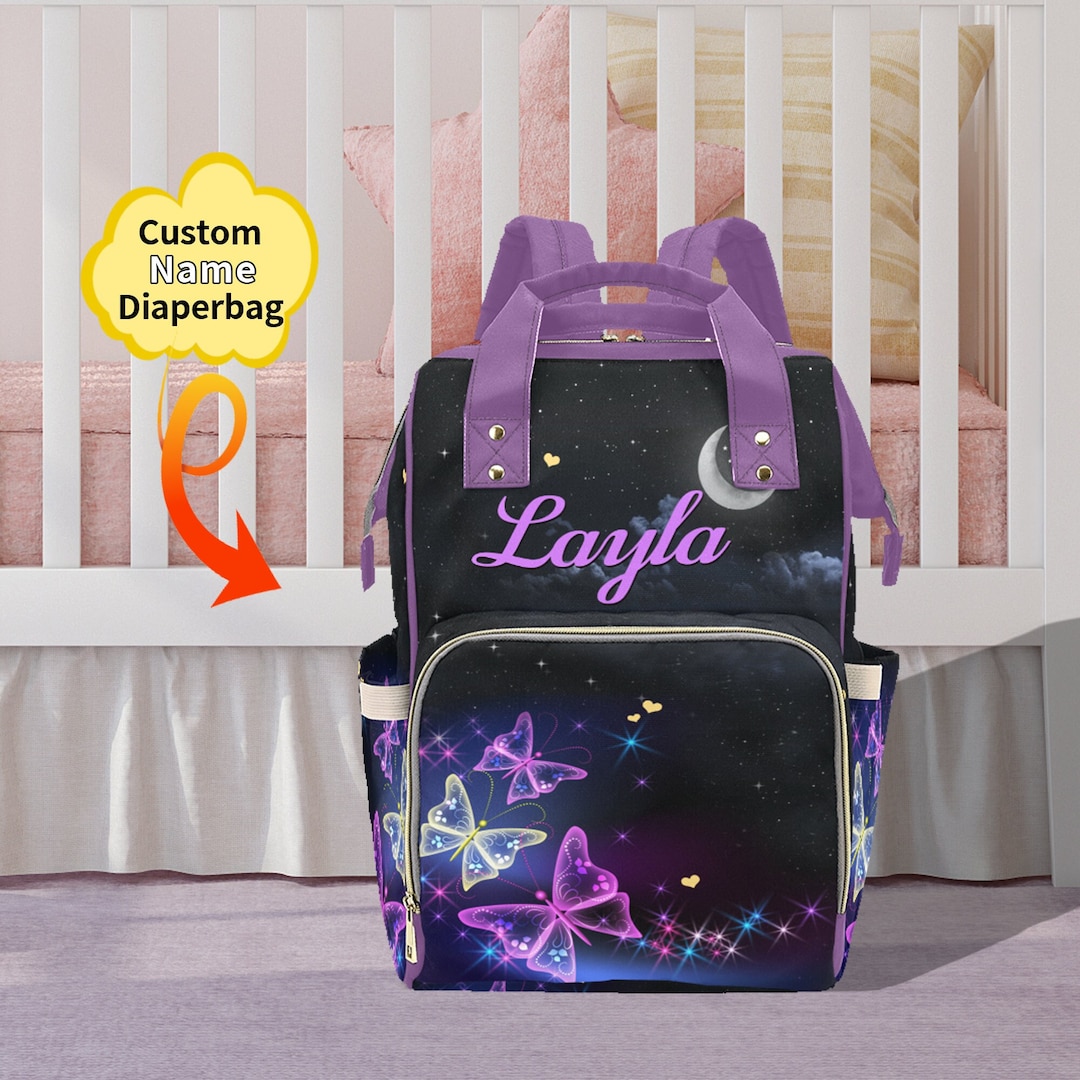 Personalized Purple Butterfly Diaper Bag Backpack, Large Capacity - Etsy